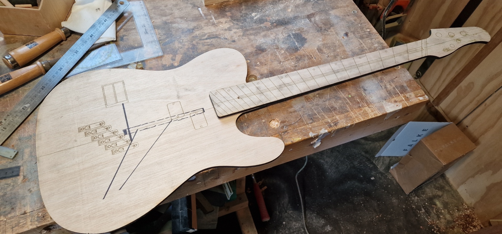 Hybrid 6-string (3-string bass and 3-string guitar) - In Progress and ...